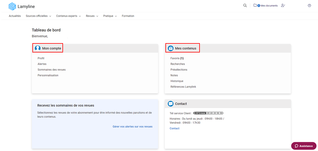 Accès à votre l’espace utilisateur – Lamyline New